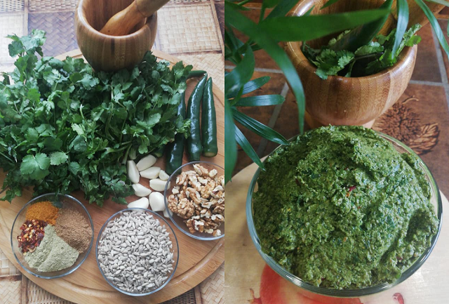 მეგრული მწვანე აჯიკა მზესუმზირითა და ნიგვზით - Gemrielia.ge